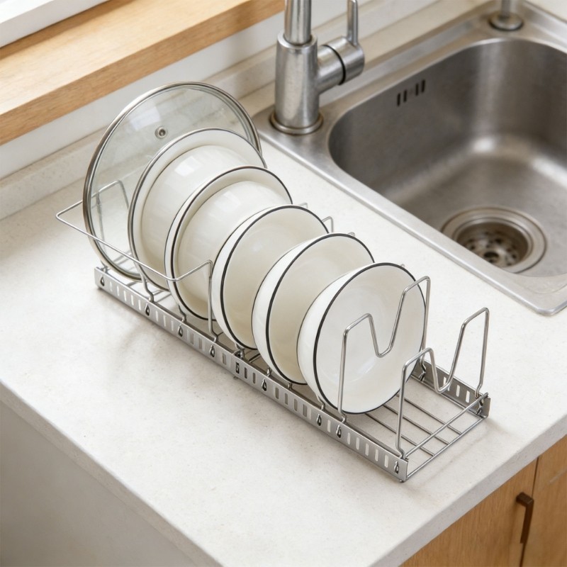 Space Efficient Steel Extendable Holder Suitable for Kitchen Pot Lid ...