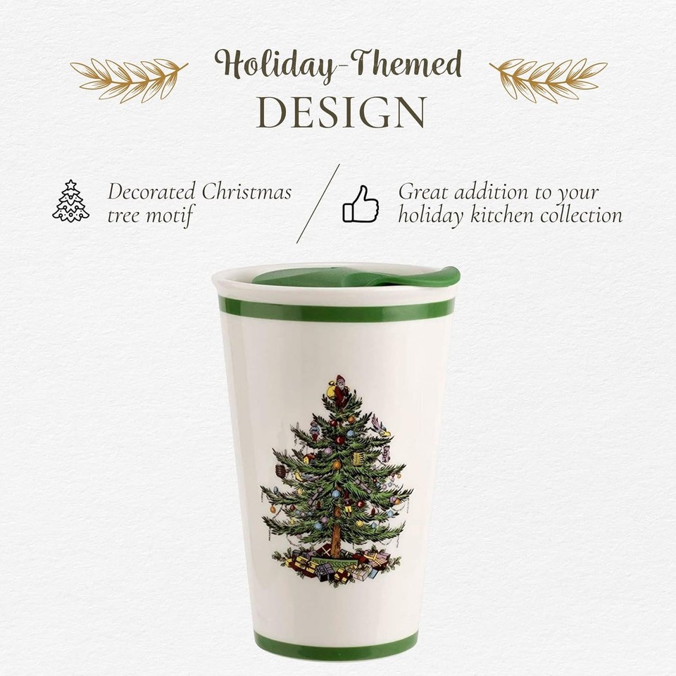 Spode 8oz Christmas Tree Travel Mug, Dishwasher & Microwave-Safe ...