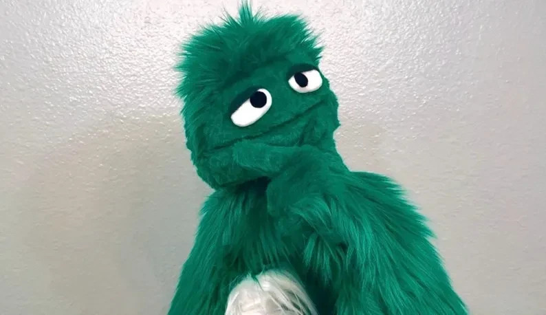 Professional Monster Puppet, Live Hand Sack Puppet, “Midori the Monster ...