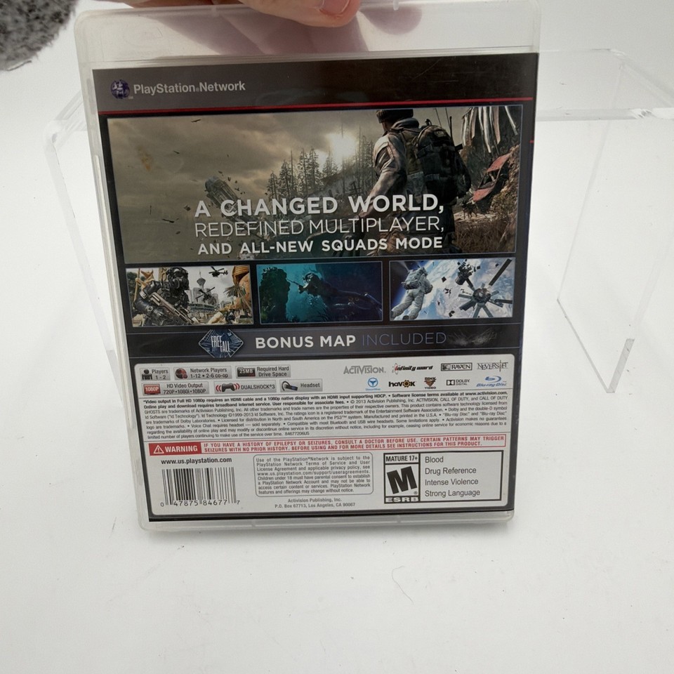 Call Of Duty Ghosts Activision Sony PlayStation 3 Video Game Case ...