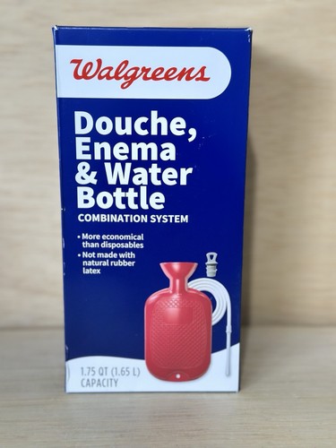Walgreens Douche Enema Ribbed Water Bottle System 1.75 QT Warm Cold ...