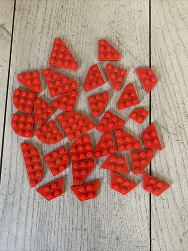 LEGO RED LOT 30 PCS 3X3 4X4 CUT ROUND CORNER PLATES VARIETY BUILDING ...