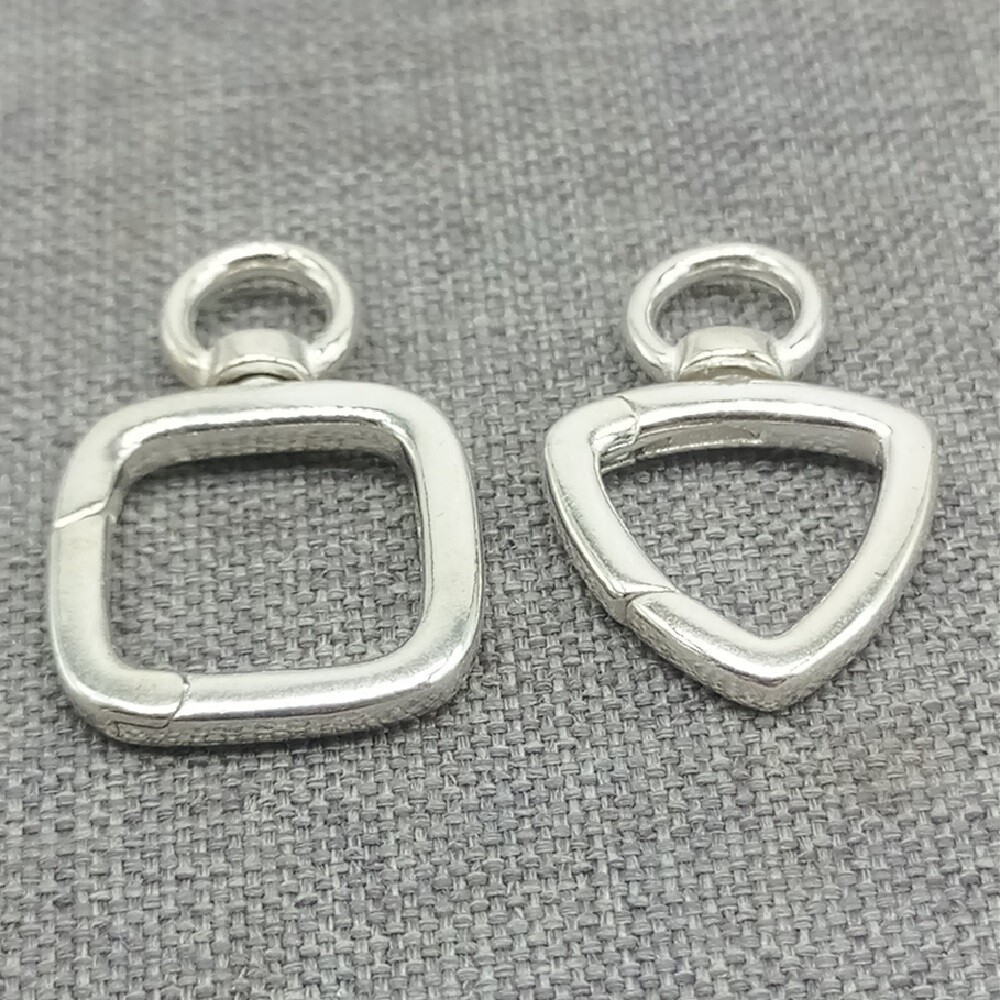 2 Sterling Silver Swivel Square Push Clasps 925 Silver Triangle Gate ...