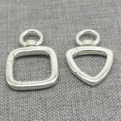 2 Sterling Silver Swivel Square Push Clasps 925 Silver Triangle Gate ...