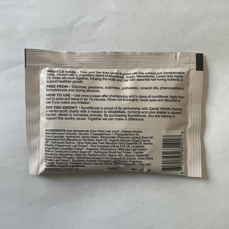 Bondi Boost Miracle Hair Mask 30ml 1.01oz Sample Travel Pack Packet ...