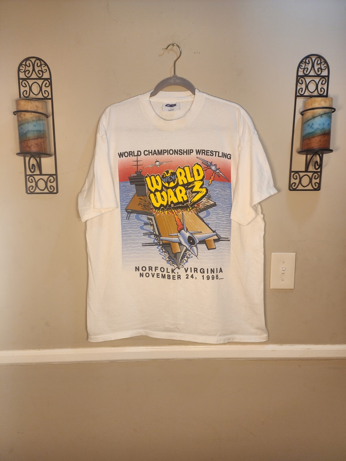 Vintage WCW Wrestling World War 3 Shirt 1996 WWF Norf… - Gem