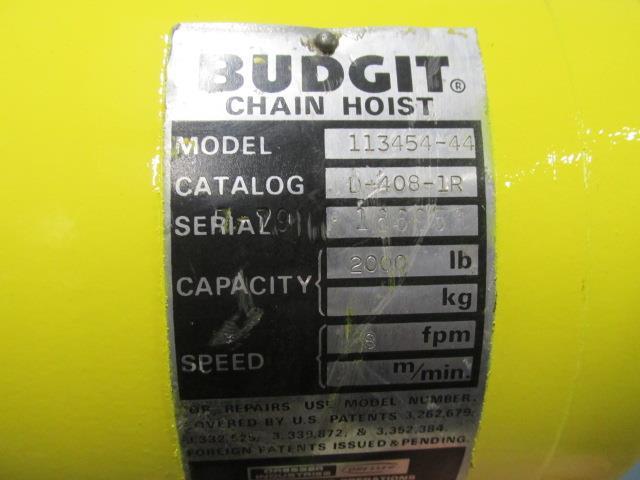 Budgit 113454-44 Electric Roller Chain Hoist 1 Ton 2000 Lbs 1 PH 10 ...