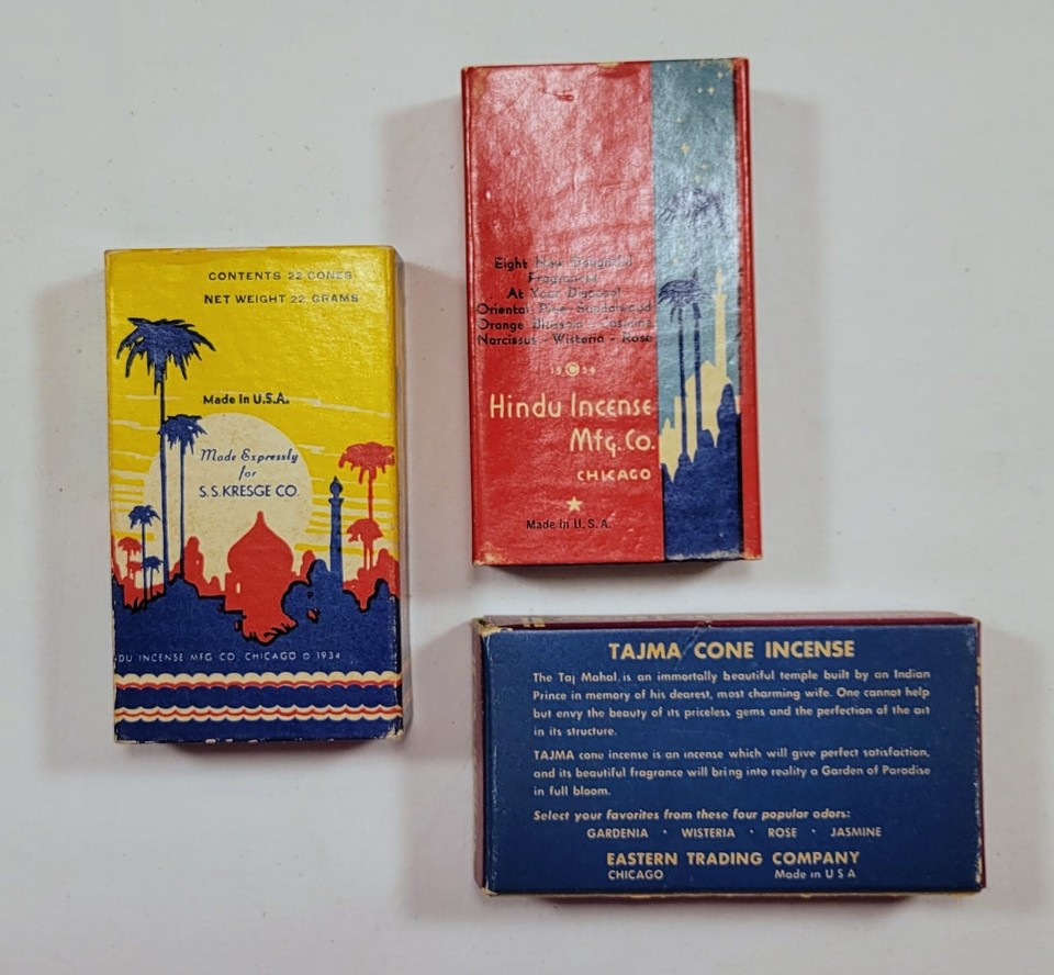 Vintage INDIA INCENSE Hindu RANI Pine RAMA Apple Blossom Tajma JASMINE ...