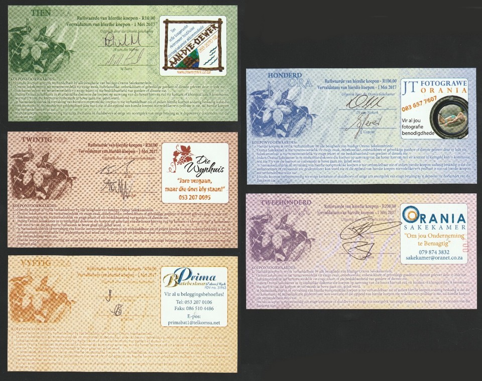 South Africa ORANIA 10 20 50 100 200 Ora Series E Banknote Set UNC ...