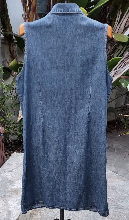 VTG AVENUE BLUES Womens Dark Blue Denim Shift Dress Pearl Snaps Long ...