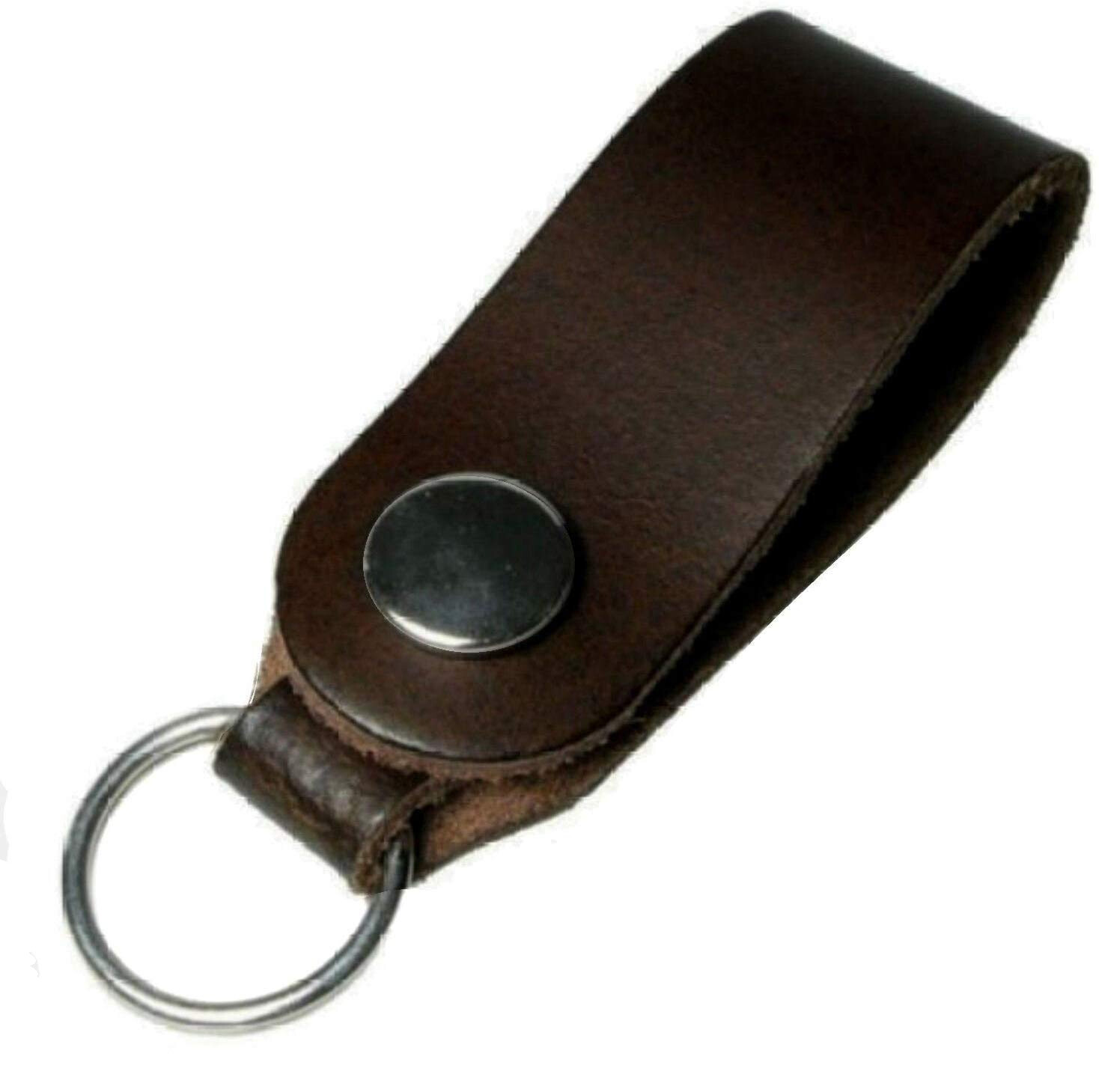 Leather Key Fob Loop Keyring Attach to Trouser Belt Loop or Bag Popper ...