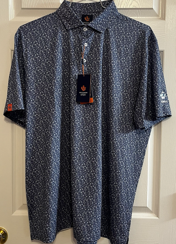 Donald Ross "Sport" Fit Polo. XL, "Gavin" Denim/White, Baseball Print ...
