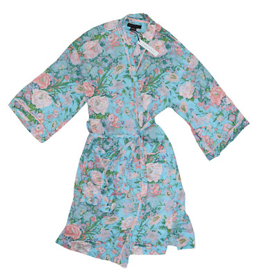 Sanctuary Floral Print Belted Wide Sleeve Women's Robe XS/S NWT Blue ...