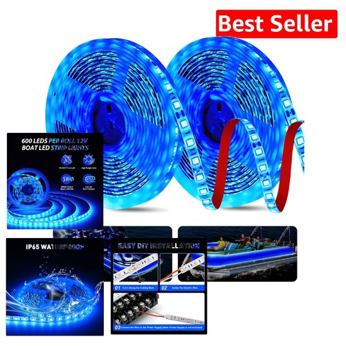 Elegant Blue LED Strip Lights for Boats - 66ft Waterproof with 600 ...
