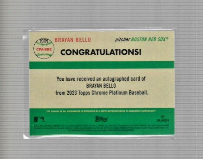 2023 Topps Chrome Platinum Aqua/150 Autograph #CPA-BBE Brayan Bello RC ...