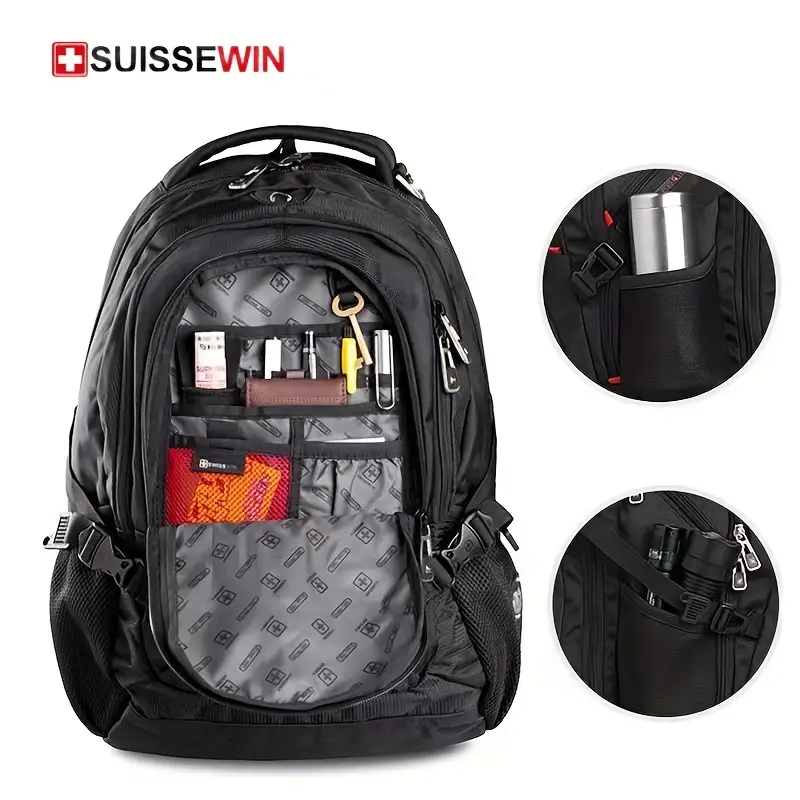 SUISSEWIN Waterproof Laptop Backpack School Bag with Multiple ...