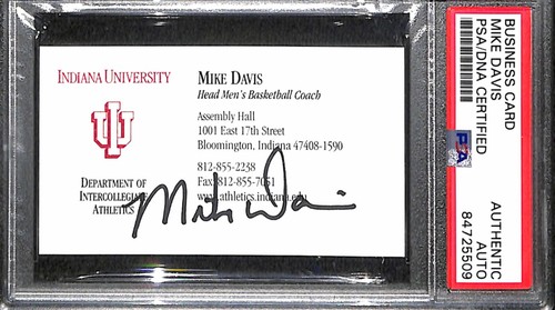 Mike Davis "Indiana Hoosiers 2002 Final 4" Signed Autographed Business ...