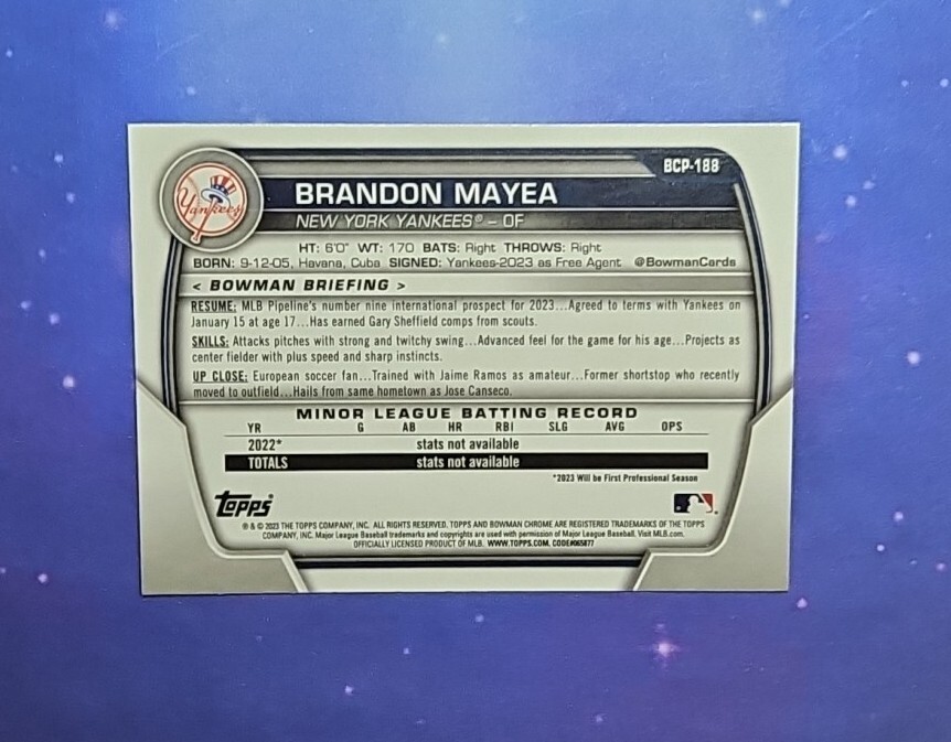Brandon Mayea 2023 1st Bowman Chrome Prospect | eBay