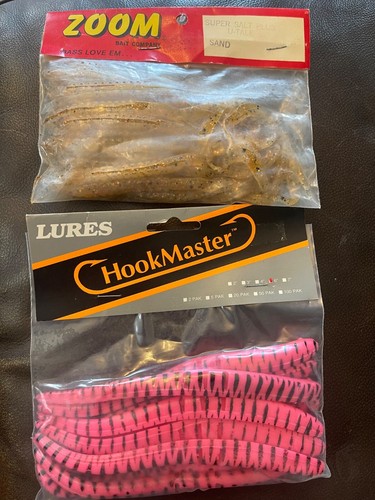 Zoom Original Soft Worm 6" Sand U Tale & Hookmaster Pink Stripe Bait NOS | eBay