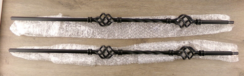 Set of 2 Coffman Double Basket Knee Wall Iron Balusters, Satin Black ...