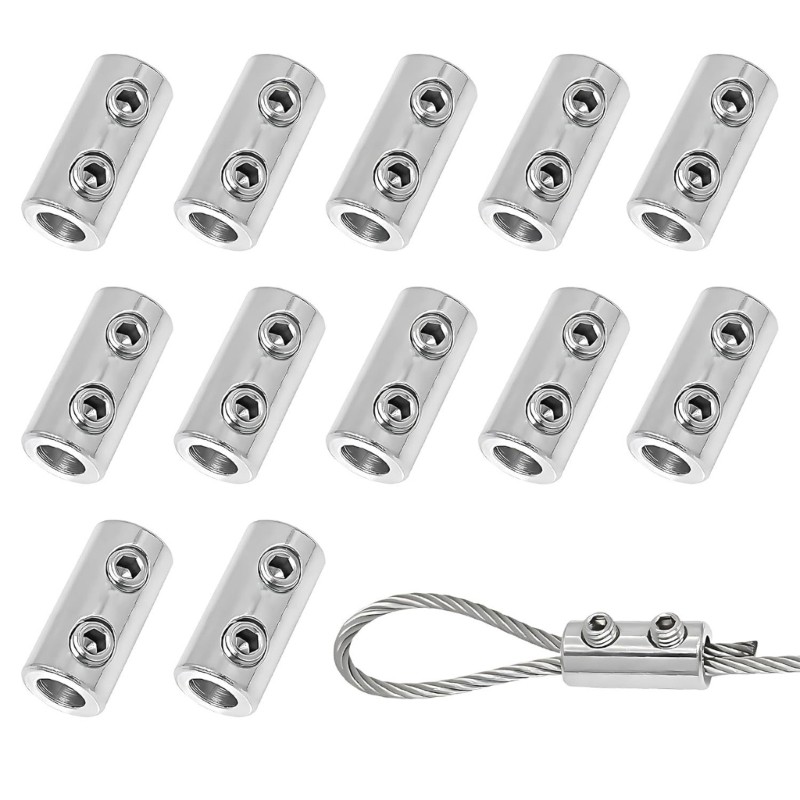12Pcs Wire Rope Locks Double Hole Clamps for Indoor And Outdoor ...
