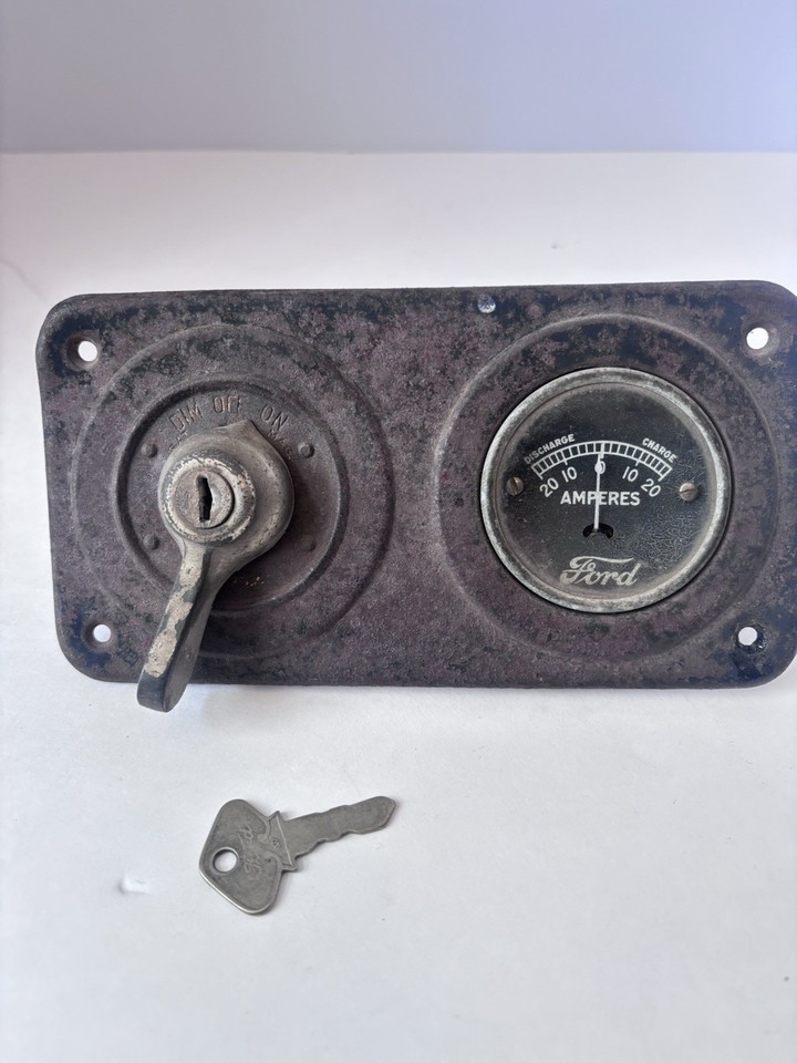 Vintage Model T Ford Ignition Key Light Amp Amperes Gauge Dash Switch ...