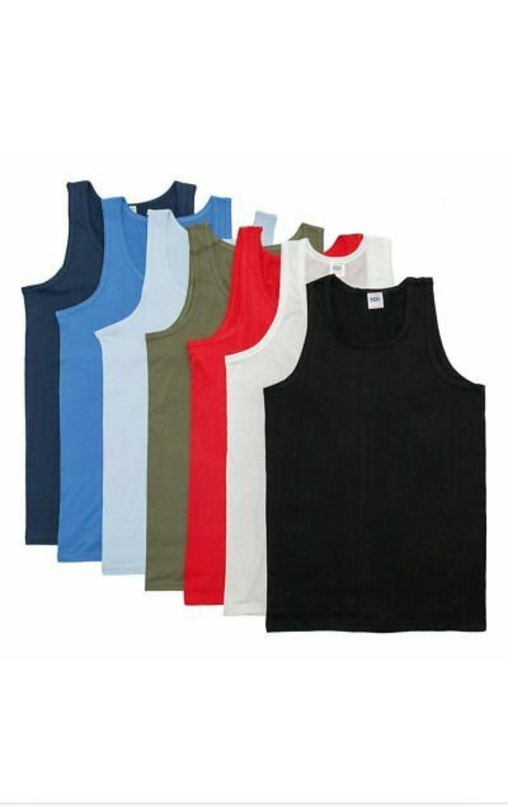 MEN'S IMPROVED VESTS MULTI COLOUR ASSORTED/PLAIN BLACK VEST 6 PACKS ...