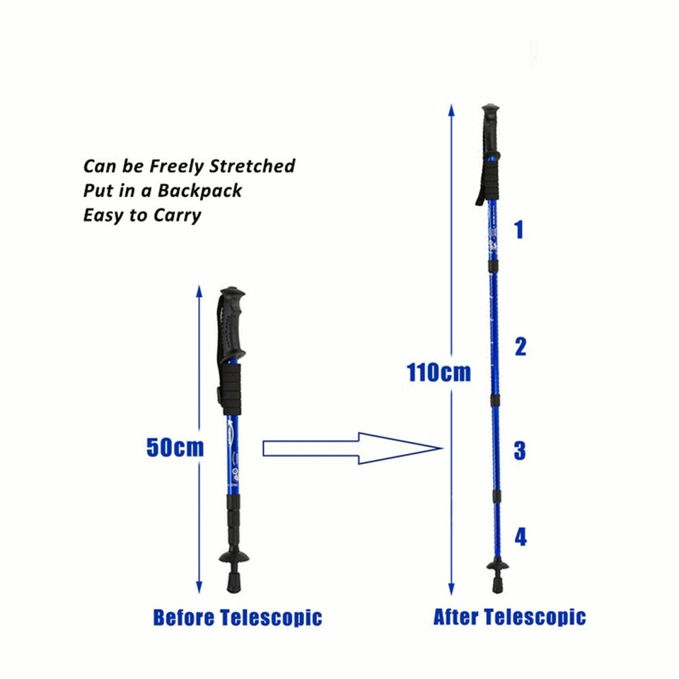 Trekking Sticks Walking Hiking Poles Adjustable Folding Anti-Shock ...