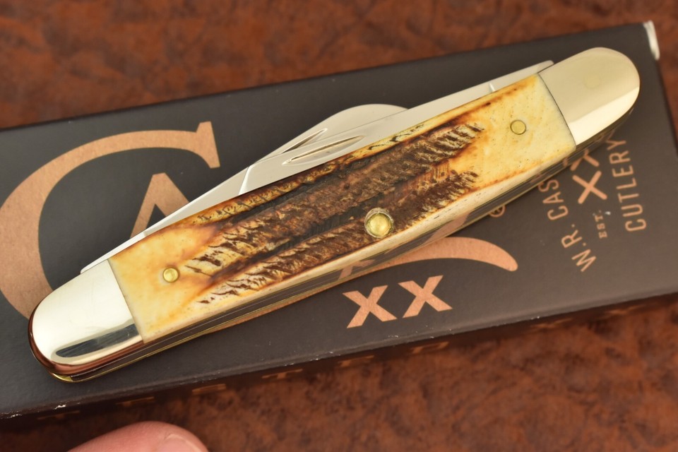 CASE XX USA BONESTAG BONE STAG PREMIUM STOCKMAN KNIFE 6.5347 SS NICE ...