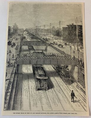 1876 magazine engraving~ SUNKEN TRACK OF THE NY+HARLEM RAILROAD New ...