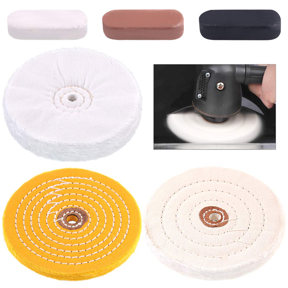 6-Piece 6-Inch Buffing Wheel Set with Polishing Compounds and Arbor | eBay