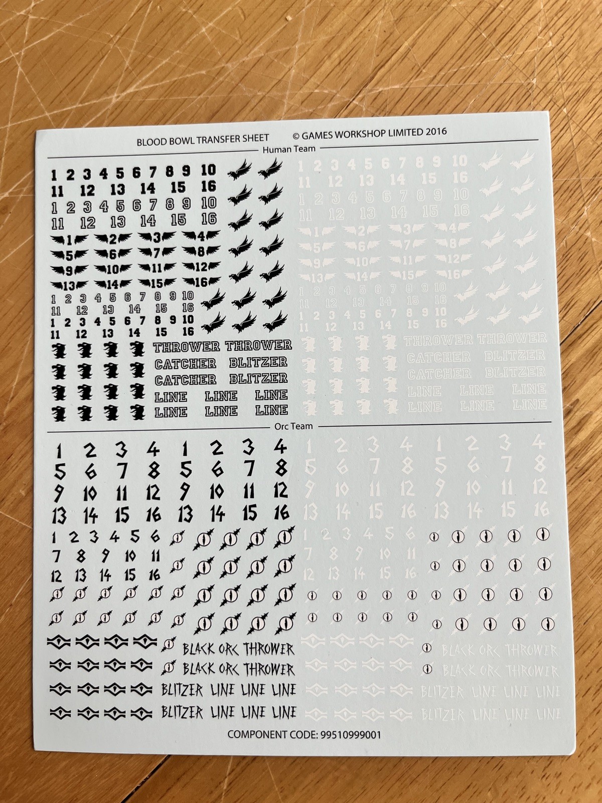 Blood Bowl Human & Orc Team Decal Sheet Transfers | eBay UK