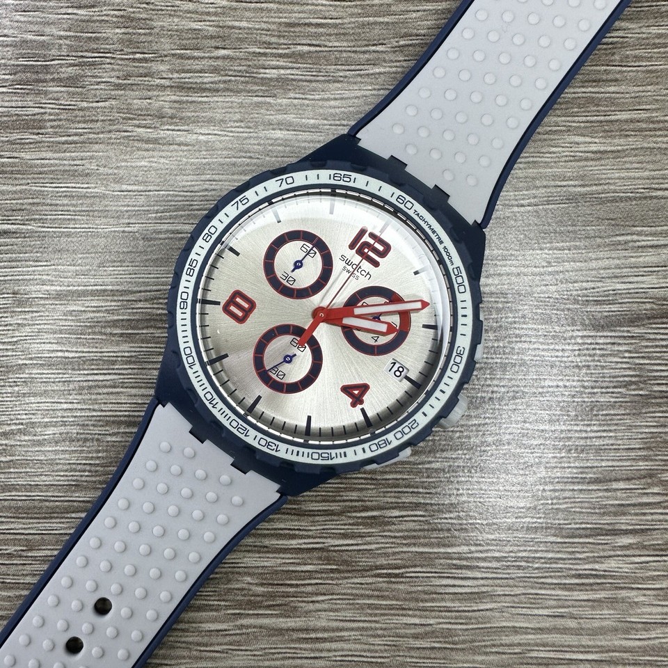 NEW Swatch HUMPY BUMPY Silicone Chronograph Men's 41mm Watch SUSN411 ...