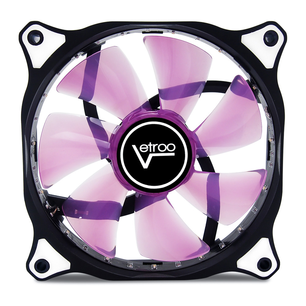 2 Pack 120mm PURPLE LED Computer PC Case Cooling Fan Quiet Sleeve ...