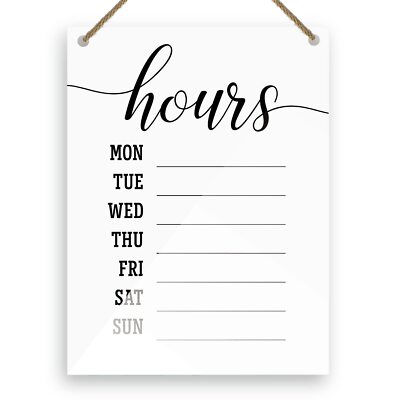 Dry Erase Elegant Store Hours Sign with Rope ~ Marker ~ 8x10 Inches | eBay