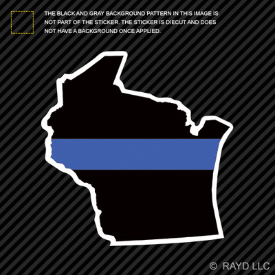 Wisconsin State Shaped The Thin Blue Line Sticker Self Adhesive police ...