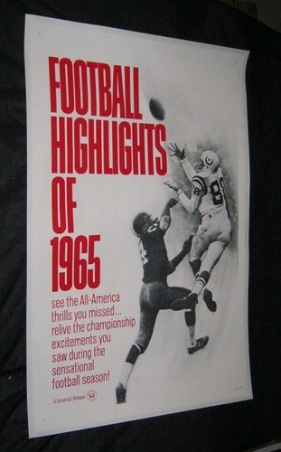 Original FOOTBALL HIGHLIGHTS OF 1965 Linen Backed 1 Sheet THEATRE ...
