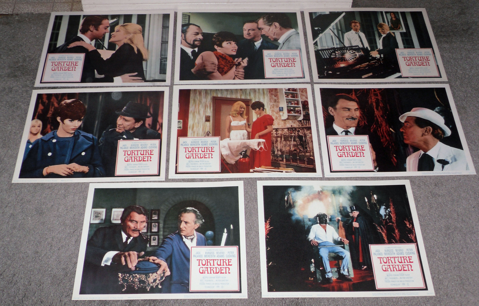 TORTURE GARDEN orig 1967 lobby card set BEVERLY ADAMS/JACK PALANCE ...