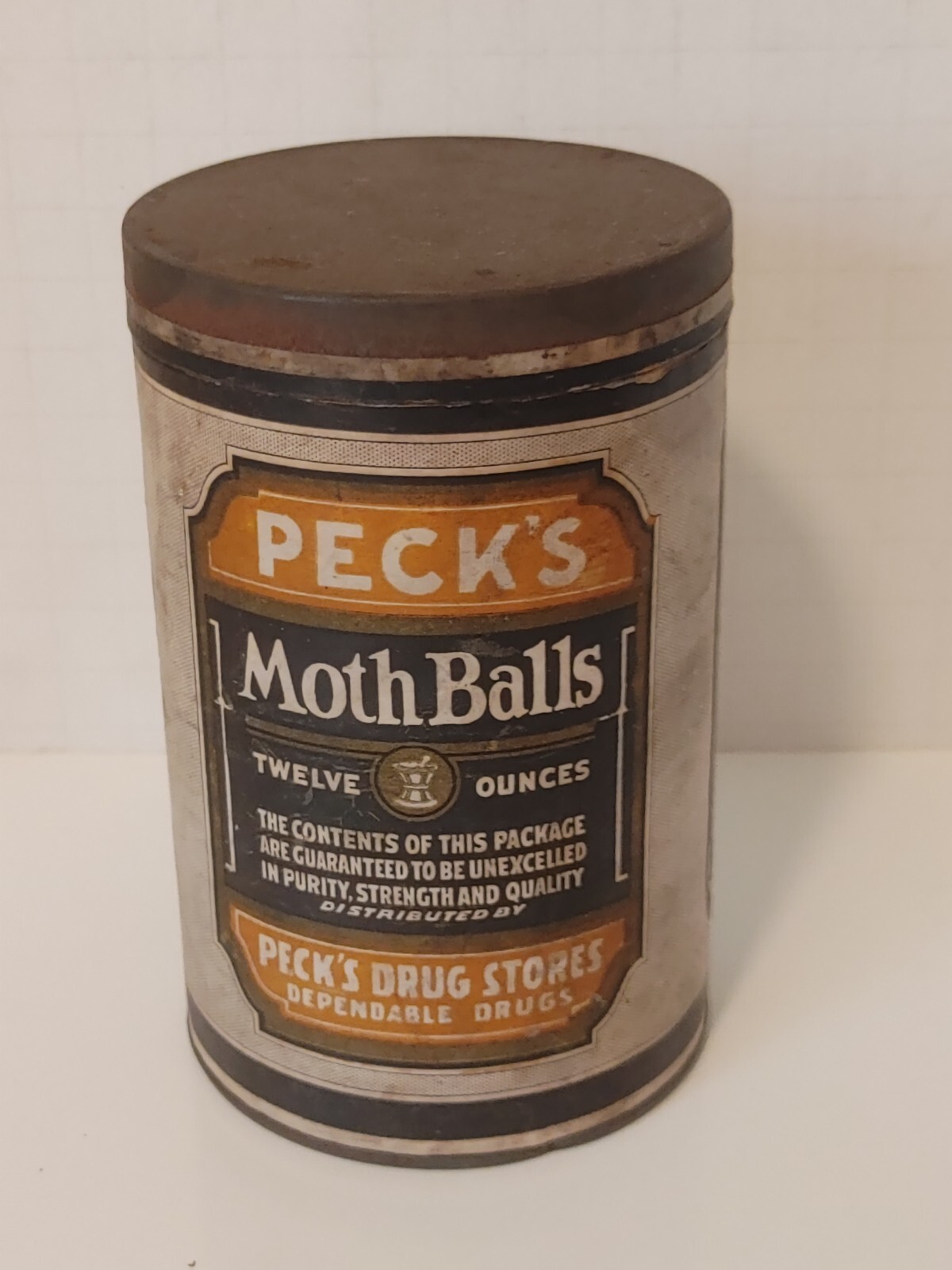 Rare Vintage Pecks Moth Ball Can Pecks Drug Stores | eBay