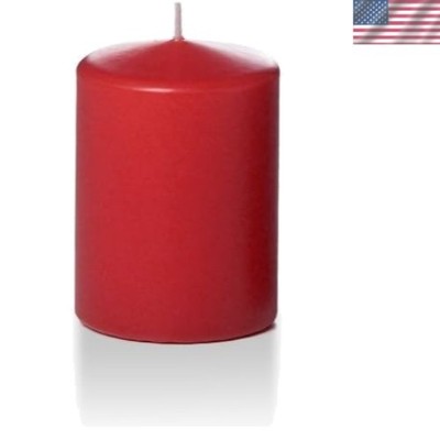 3-Pack Ruby Red Pillar Candles, 3" x 4" – Smokeless, Dripless for ...
