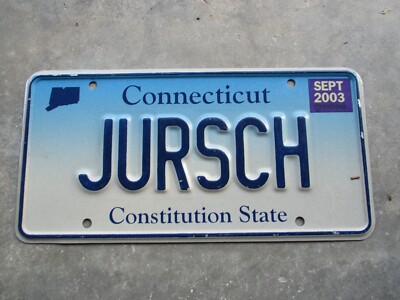 Connecticut 2003 Vanity license plate # JURSCH | eBay