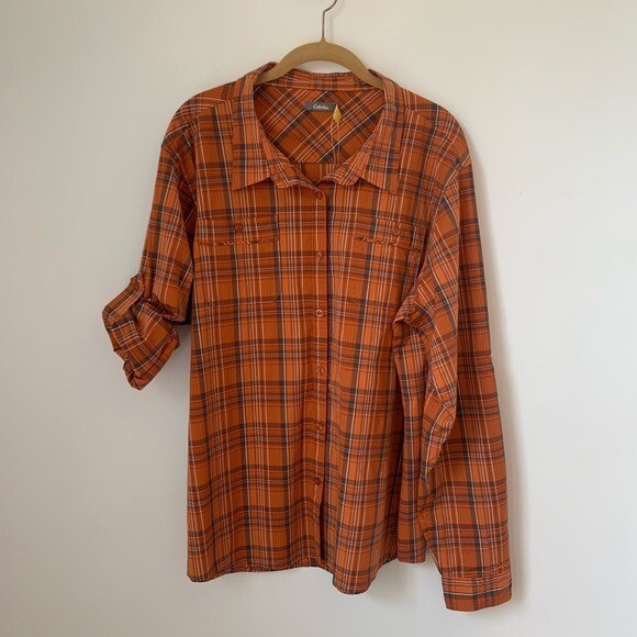Orange Plaid Womens Shirts Bresso Orange Plaid Flannel Twill Check