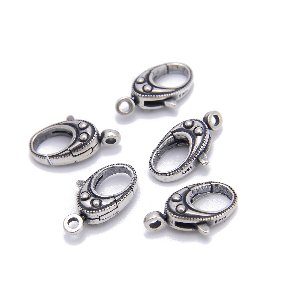 925 Sterling Silver Anti-Silver Color Fish Eye Clasp Size 8.5x14mm 2Pcs ...