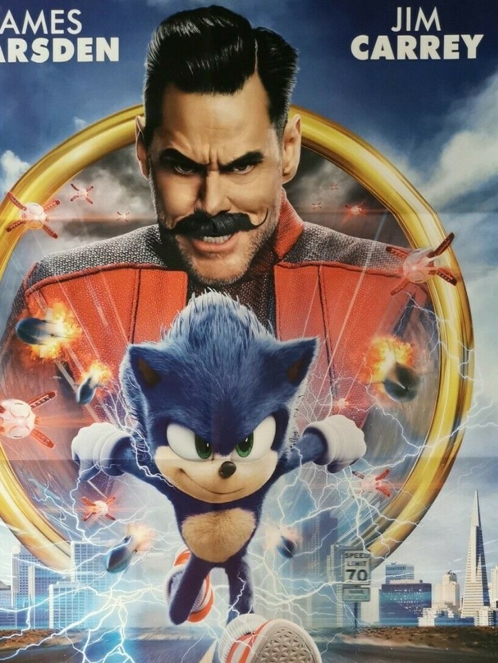 SONIC Original Movie Poster 39x55" 2Sh Italian FOWLER JIM CARREY ...