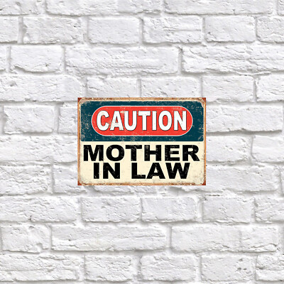 Caution mother in law funny joke retro metal tin sign/plaque ideal ...
