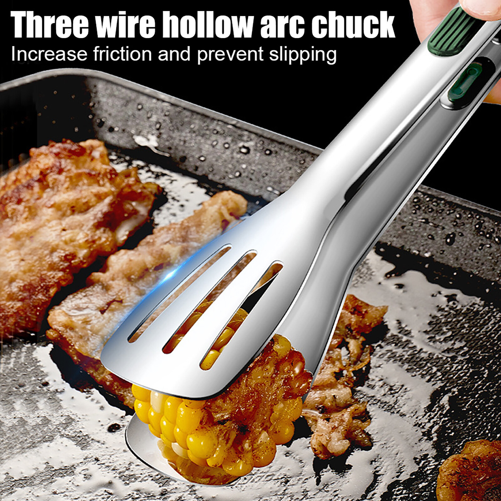 BBQ Food Tongs Easy To Clean Grill Clip Steak Frying Clamp Kitchen Tool ...