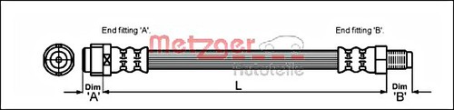 METZGER Brake Hose For MERCEDES A207 A208 A209 C204 C207 C208 C209 ...