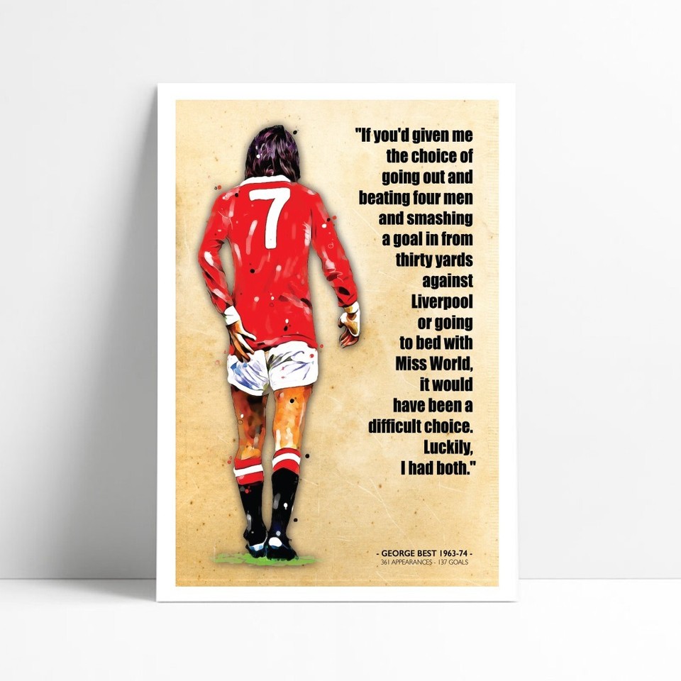 MANCHESTER UNITED - MAN UTD - FRAMED VINTAGE ART PRINT - GEORGE BEST ...