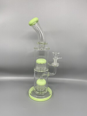 14” Slime Dual Palm Tree Perc Thick Glass Bong Water Pipe | eBay