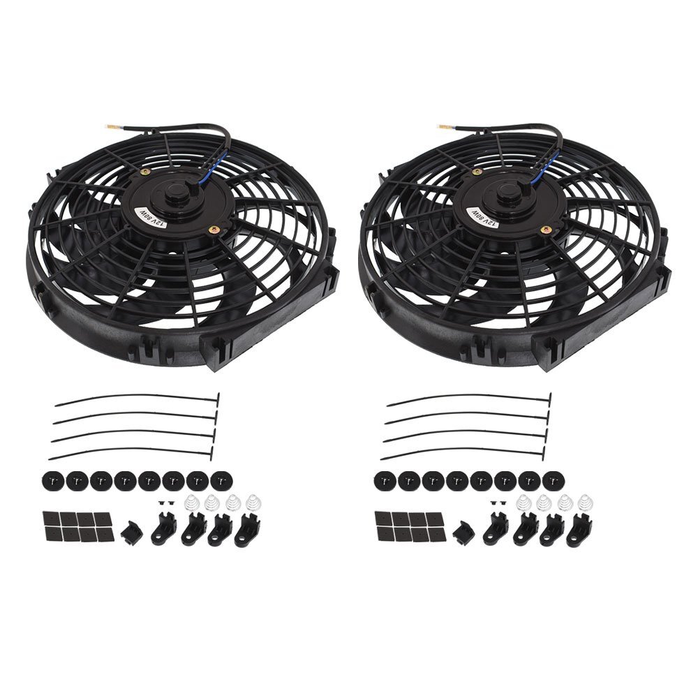 2PC 12" 12V Universal Slim Fan Push Pull Electric Radiator Cooling Fan ...